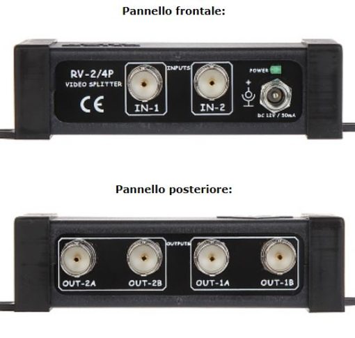 Sdoppiatore Splitter Video 12V BNC 2 IN – 4 OUT – Sikurit Technology ...